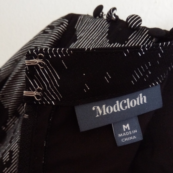 Modcloth | Dresses | Modcloth More To Adore Black Silver Midi Dress M ...